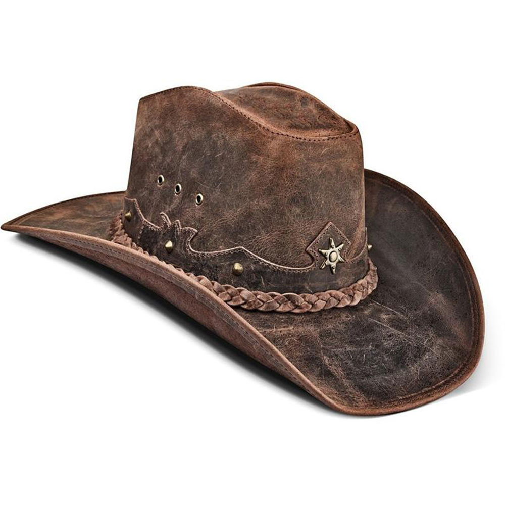 Leather western style pinch front cowboy hat | hat manufacturer